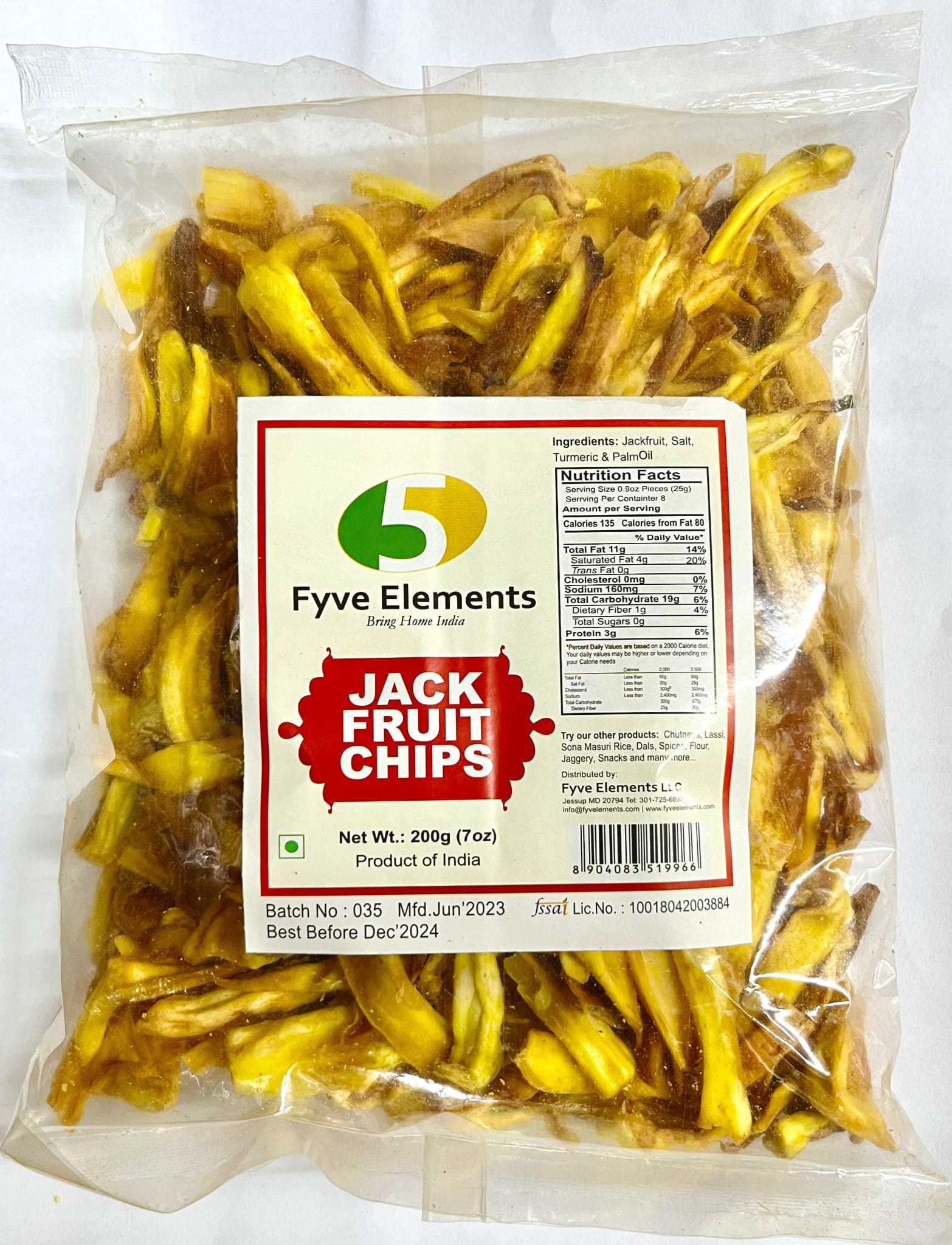 Buy Online Fyve Elements Jack Fruit Chips - 200 GM | NJ USA.